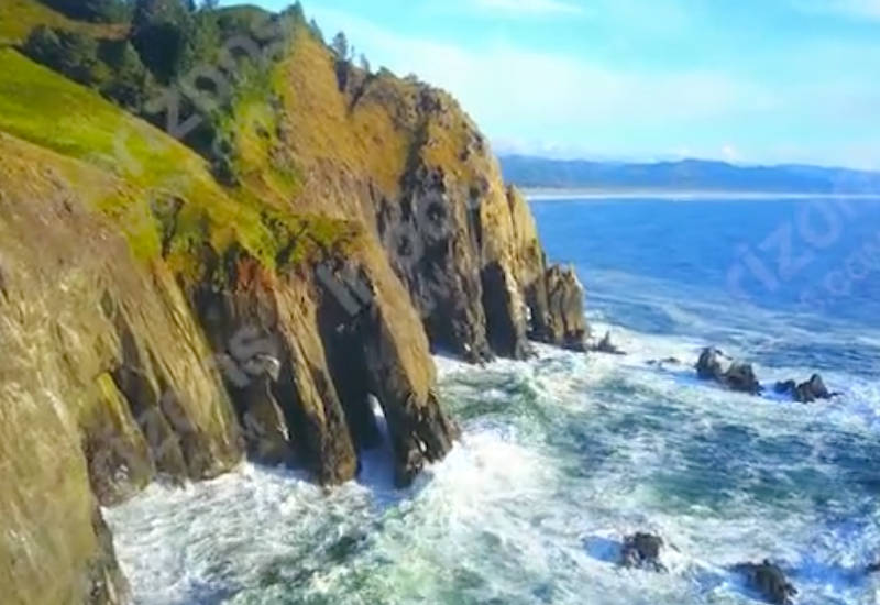 Dramatic View of Rocky Pacific Coast With Surf Breaking On Sea Cliffs ...